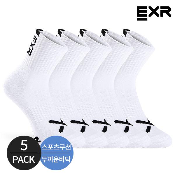 EXR 여성 스포츠 쿠션 발등 로고포인트 중목양말 5P_WHBK- 이랜드몰