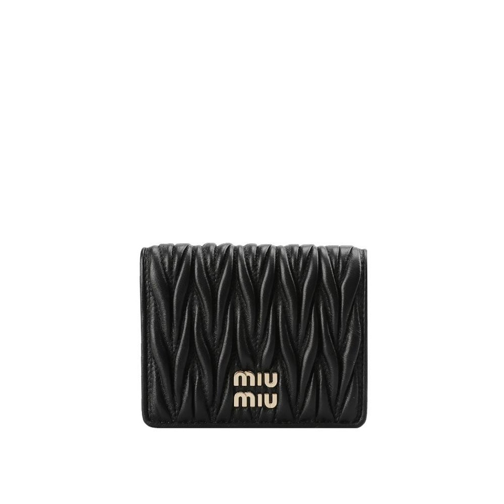 24FW 미우미우 5MV204 2FPP F0002 금장 마테라쎄 나파 가죽 반지갑 블랙- 이랜드몰