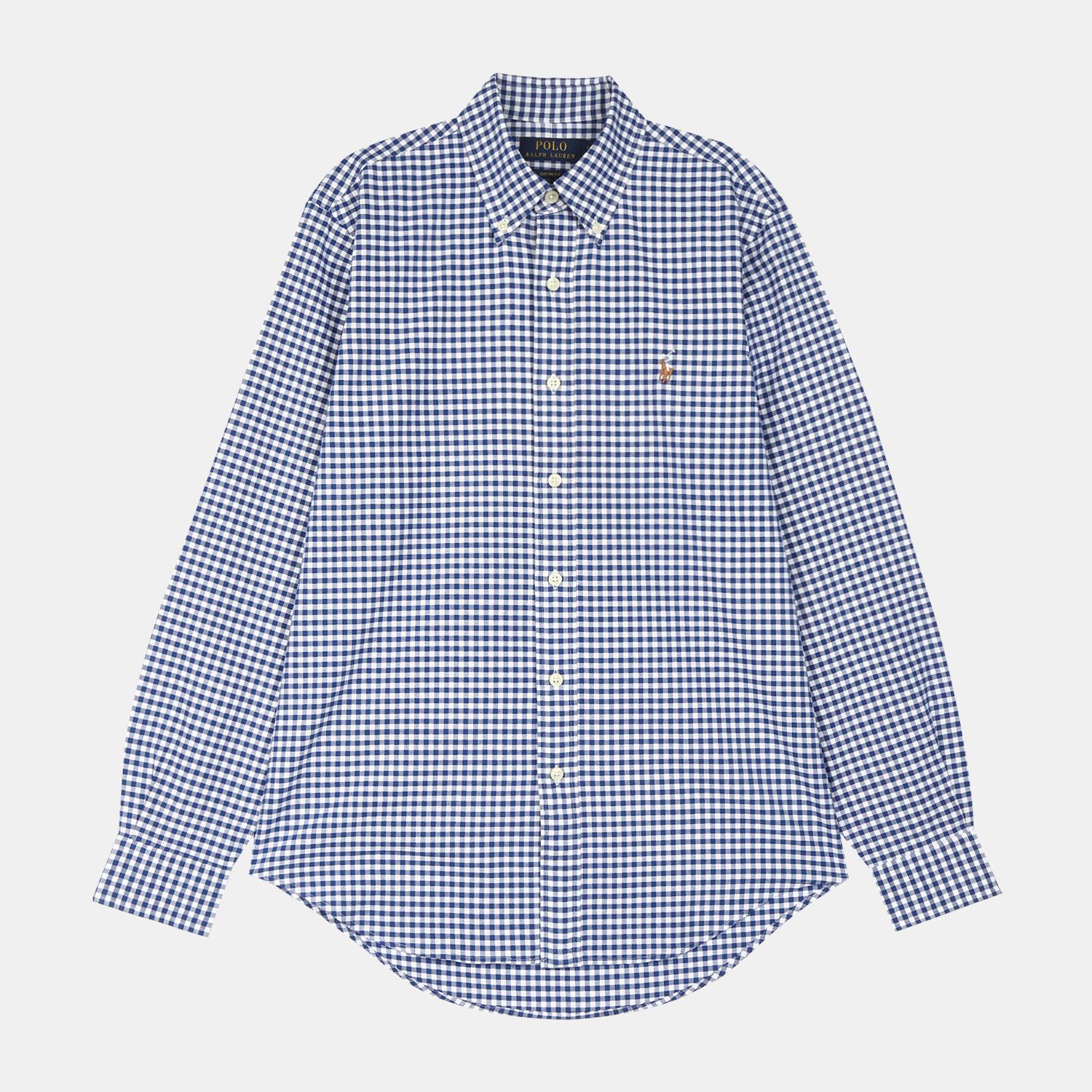 폴로 남자 옥스포드 커스텀핏 포니 긴팔셔츠 블루화이트 710792041005- 이랜드몰