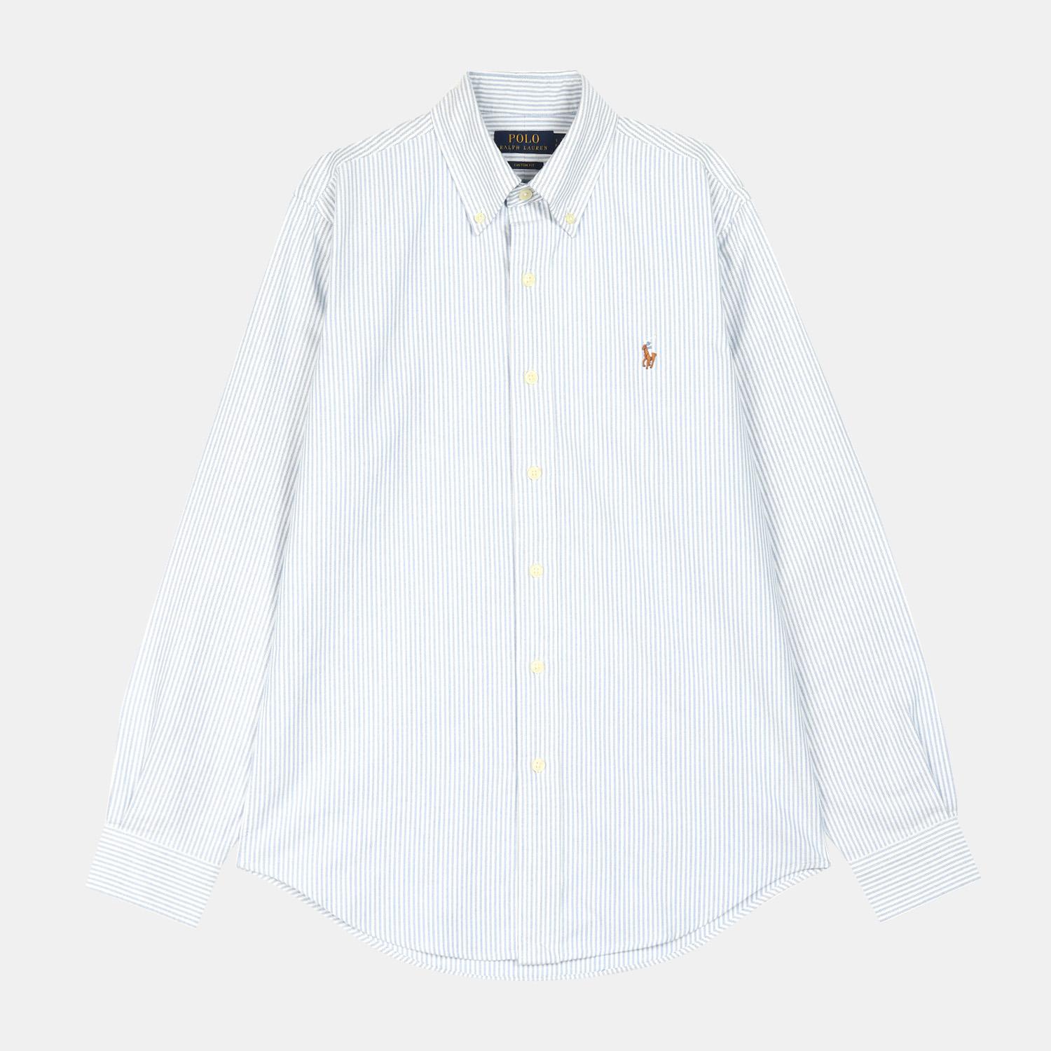 폴로 남자 옥스포드 커스텀핏 포니 긴팔셔츠 블루화이트 710792041004- 이랜드몰