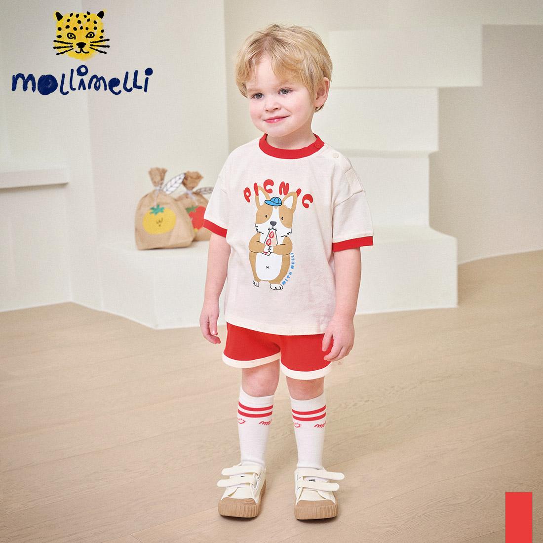 [몰리멜리] 피크닉코기배색반팔상하복- KIDIKIDI