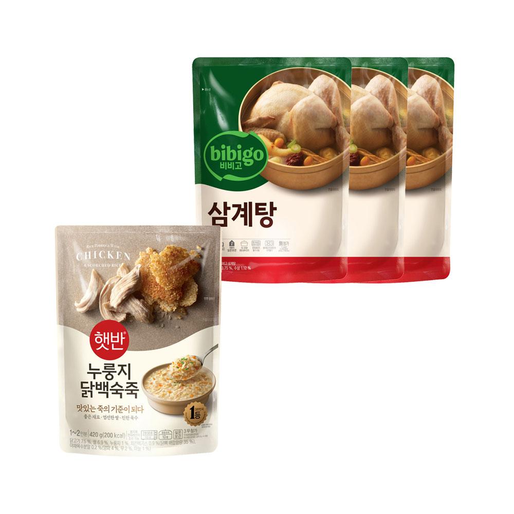 비비고 삼계탕 800g x3개+누룽지닭백숙죽 420g x1개- 이랜드몰