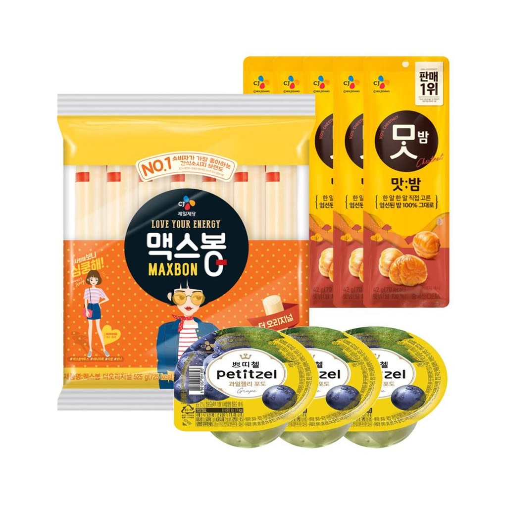 [CJ제일제당] 우리아이 간식세트(맥스봉 525g x1+맛밤5+쁘띠첼 포도3)- 이랜드몰