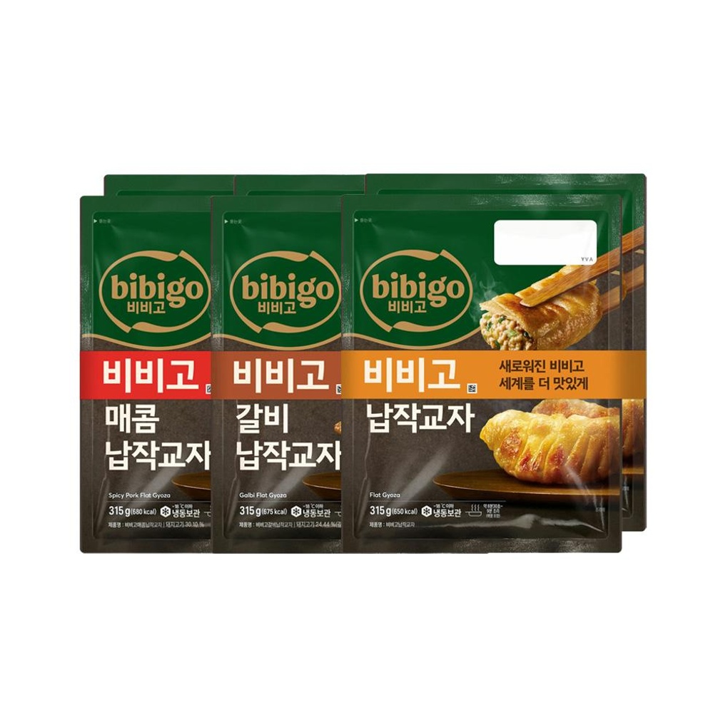 (총 6개 구성) 비비고 교자만두(납작+갈비+매콤) 315g 2개입 x3개- 이랜드몰