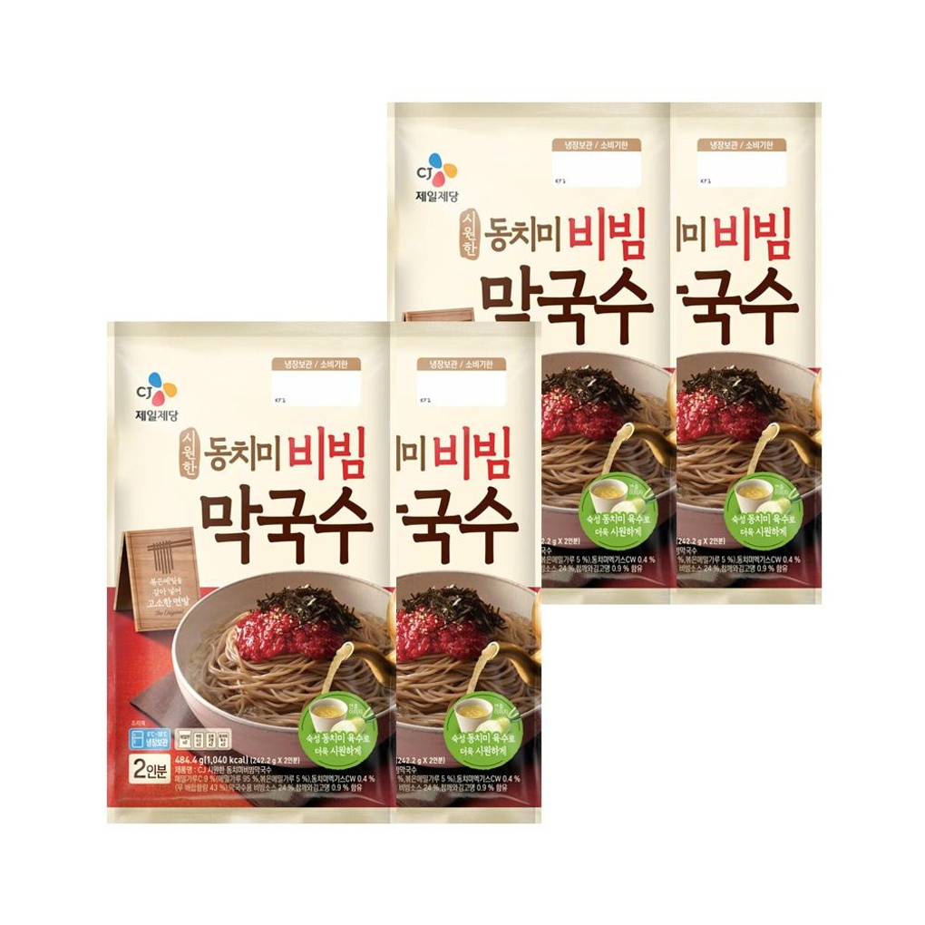 CJ 시원한 동치미 비빔 막국수 484.4g x4개- 이랜드몰