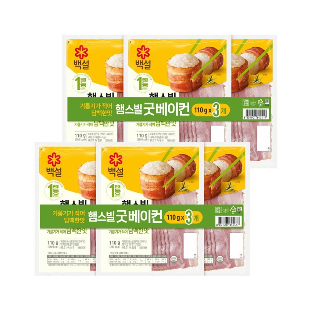 백설 햄스빌 굿베이컨 110g 3개입 x2개(총 6개)- 이랜드몰