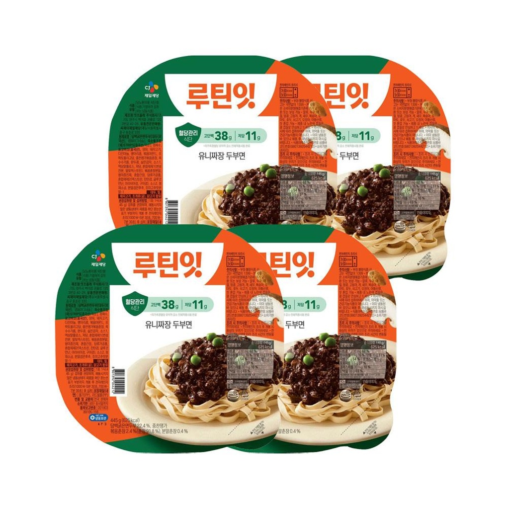CJ 루틴잇 고단백저당 도시락 유니짜장두부면 445g x4개- 이랜드몰