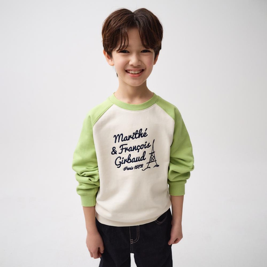 KIDS COLOR BLOCK RAGLAN SWEATSHIRT light green- KIDIKIDI