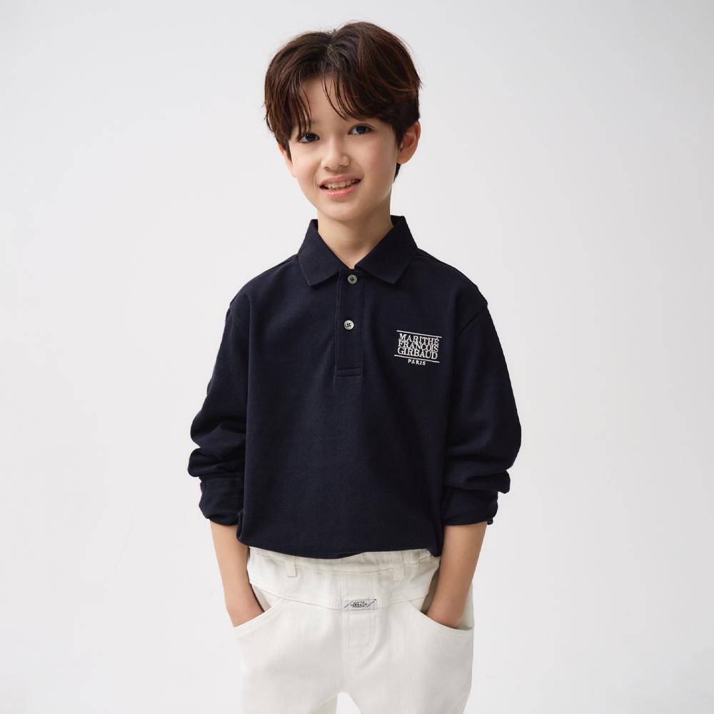 KIDS PK COLLAR LONG SLEEVES navy- KIDIKIDI