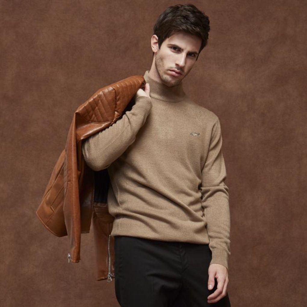 그렉노먼 남성 자수로고 캐시터치 니트 (베이지)_HMG18-KT404- 이랜드몰