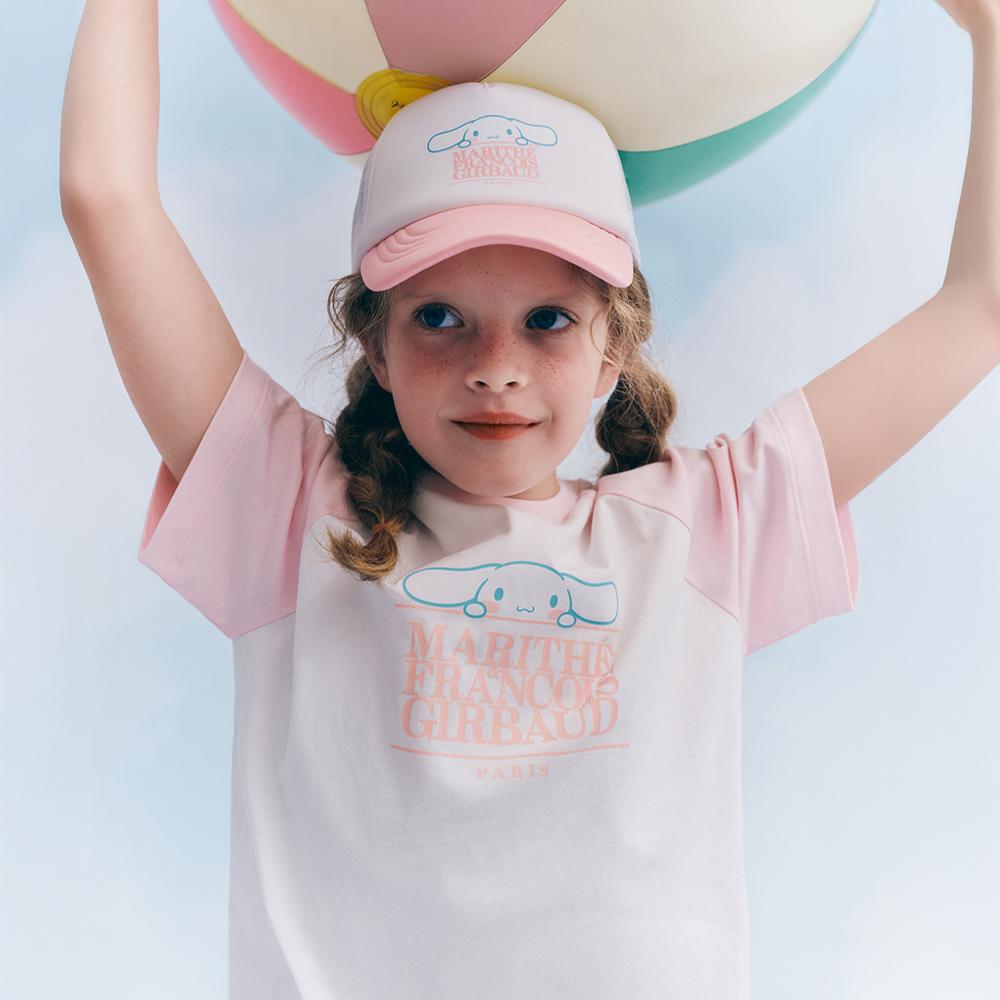 KIDS X CINNAMOROLL OVER FIT RAGLAN LOGO TEE pink- KIDIKIDI