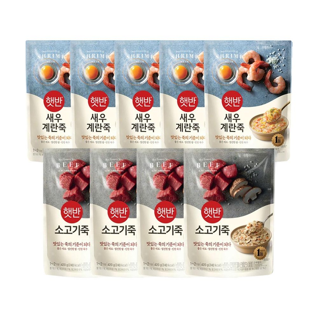 햇반죽 새우계란죽 420g x5개+소고기죽 420g x4개- 이랜드몰