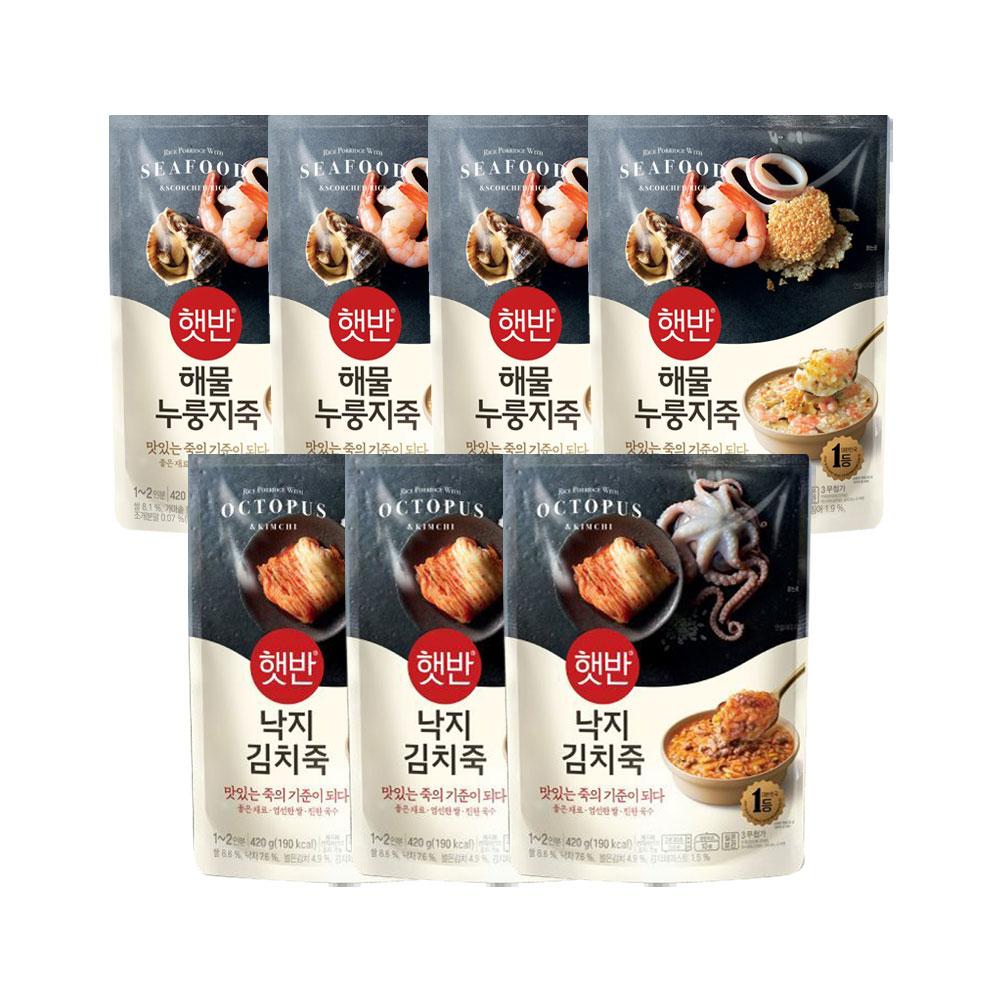 햇반죽 해물누룽지죽 420g x4개+낙지김치죽 420g x3개- 이랜드몰
