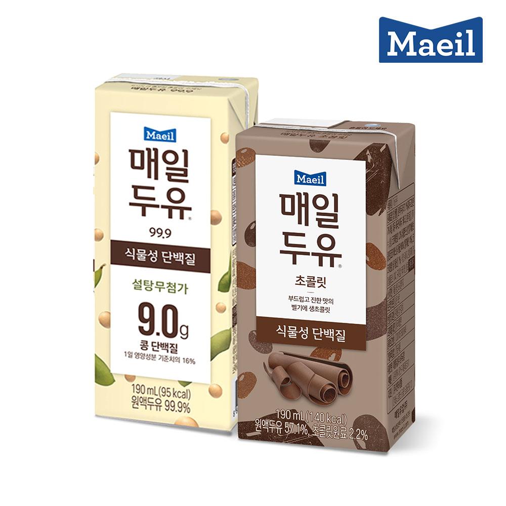 매일두유 혼합 99.9 190ml 24팩+초콜릿 190ml 24팩- KIDIKIDI