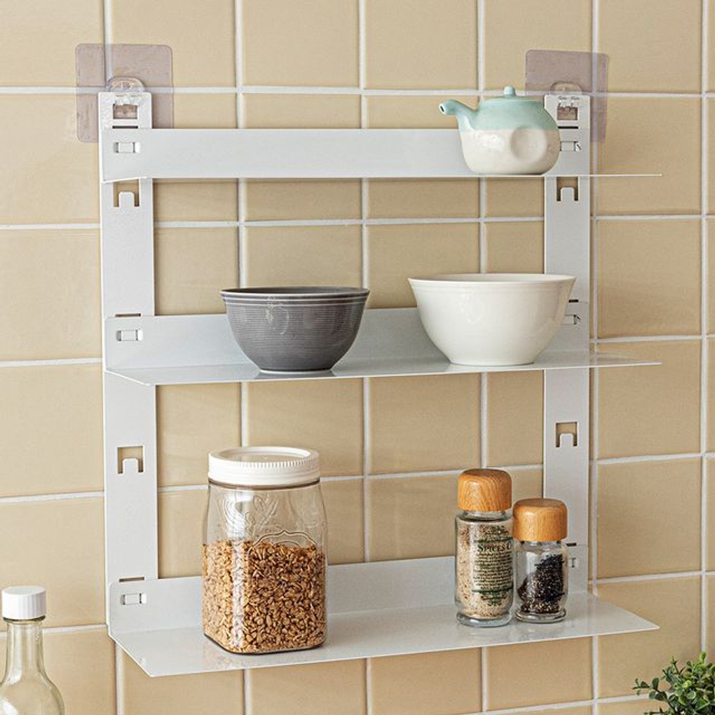 [1300k] 무타공 못없이 벽에붙이는 3단 철제 미니 선반- 이랜드몰