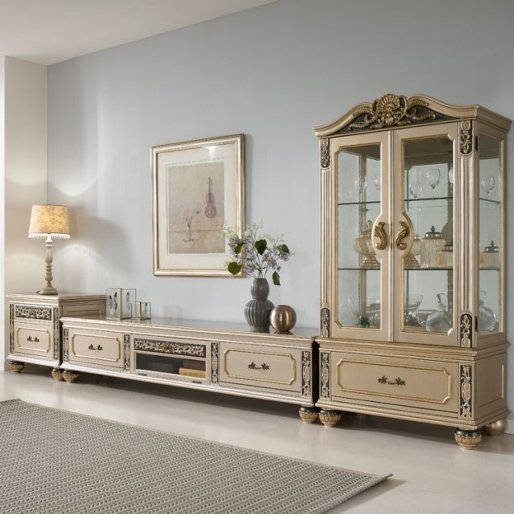 [1300k] 재키 엔틱 원목 거실장 세트 TV장 티비선반- 이랜드몰