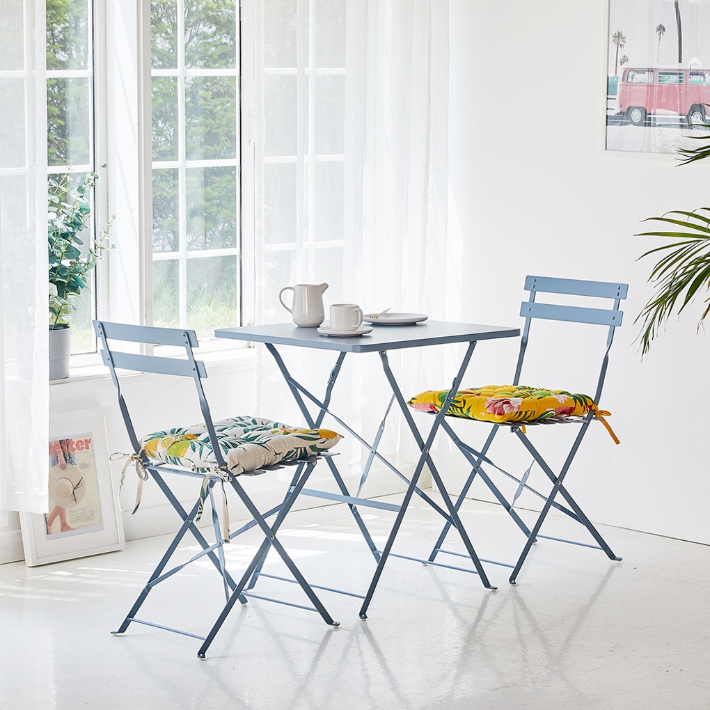 마르코 60 사각테이블 + 체어 2EA 세트(라이트블루)- 모던하우스