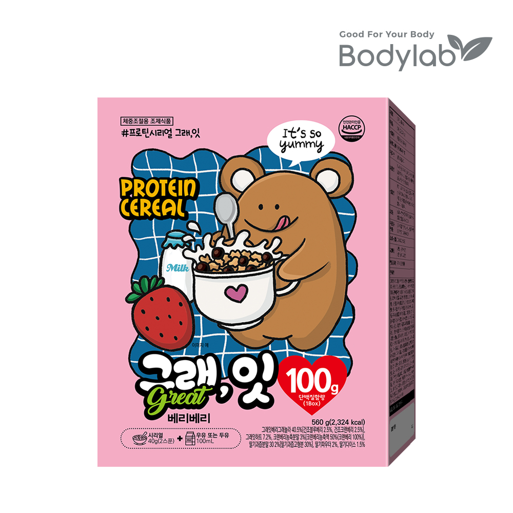 바디랩 체중조절용 프로틴시리얼 그래잇 베리베리 560g x 1박스- 이랜드몰