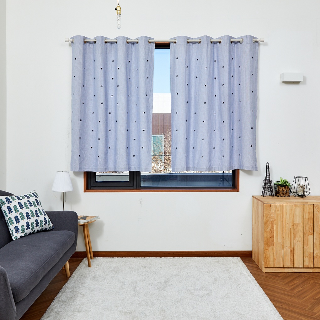 폴 스트라입 스타 자수 반창문 커튼 네이비 140*150*2p- 이랜드몰