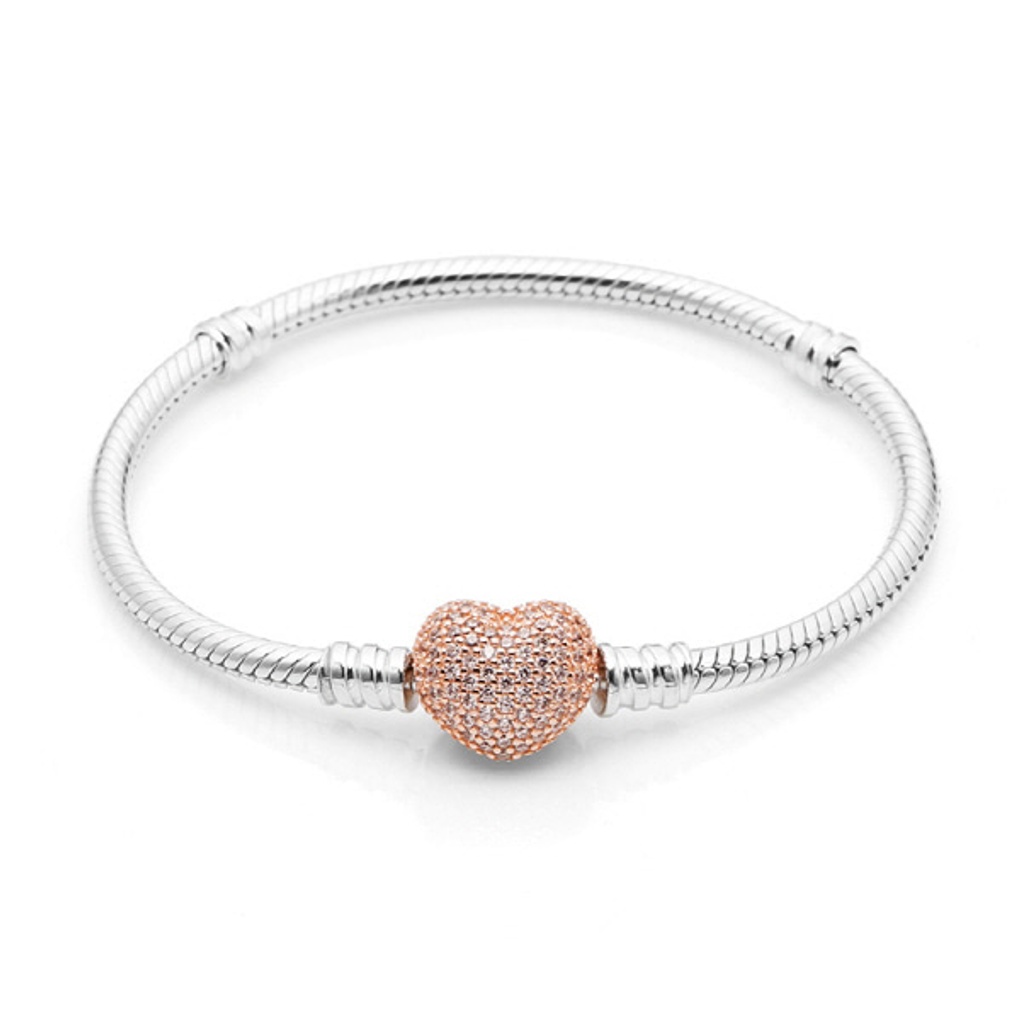 판도라 PANDORA 586292CZ 모먼트 파베 하트 실버 위드 로즈 팔찌- 이랜드몰