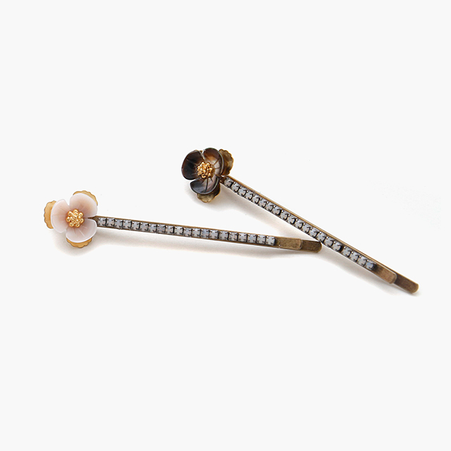 제이로렌 자개 플라워 핑크오팔 큐빅 헤어핀 H0022_21- 이랜드몰
