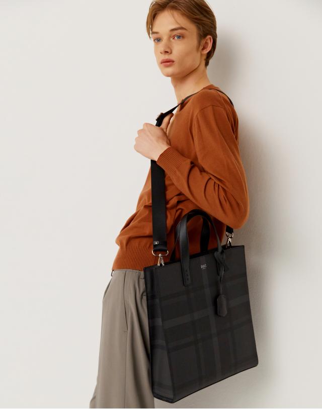 [21FW 닥스 ACC 남성]NEW TOTE 미디움 블랙 타탄체크 토트백_DBBA1F974BK- 이랜드몰