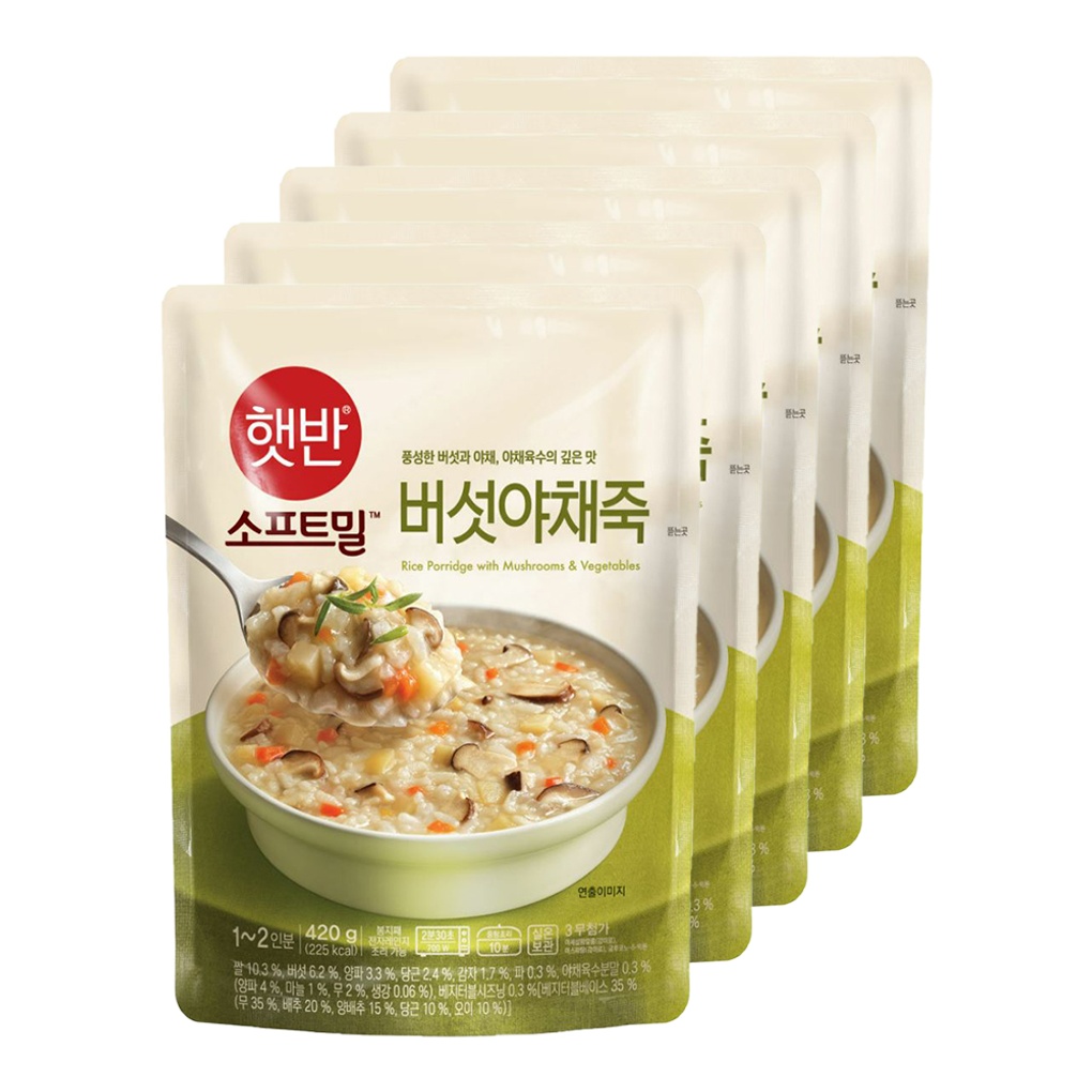 [CJ제일제당] 햇반 소프트밀 버섯야채죽 420g x 5개- 이랜드몰