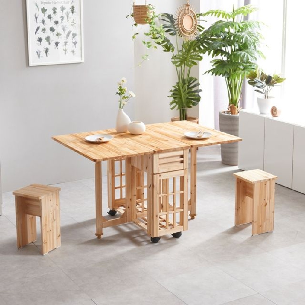 [1300k] 에버티 삼나무원목 폴딩 테이블 2인세트 BB- 이랜드몰