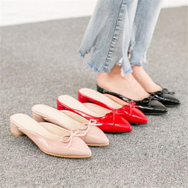 리본장식 미들힐 러블리 에나멜 블로퍼 RJ-ae3001- 이랜드몰