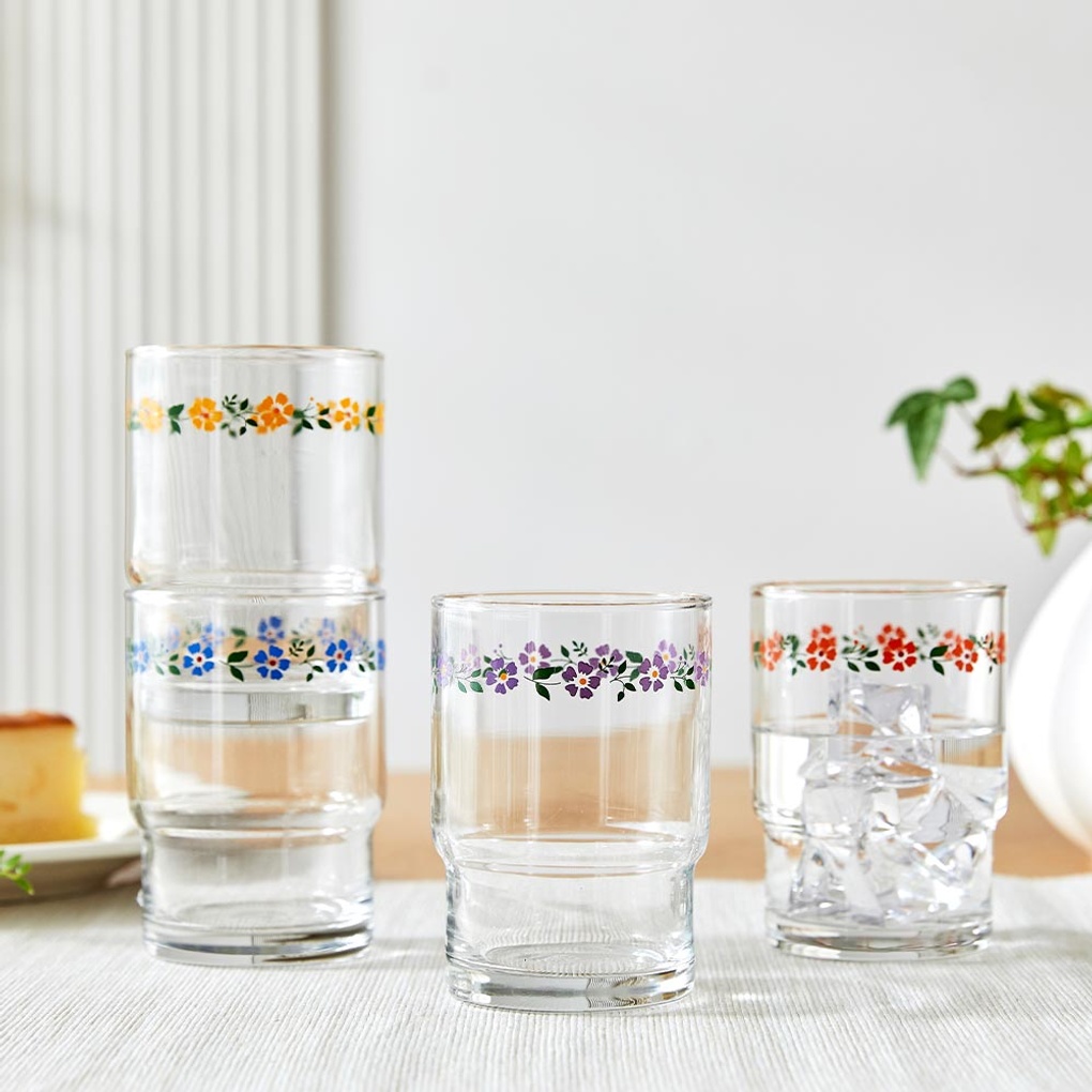 L 빈티지 꽃마리 4계절 유리컵 4P SET_NK0822003- 이랜드몰