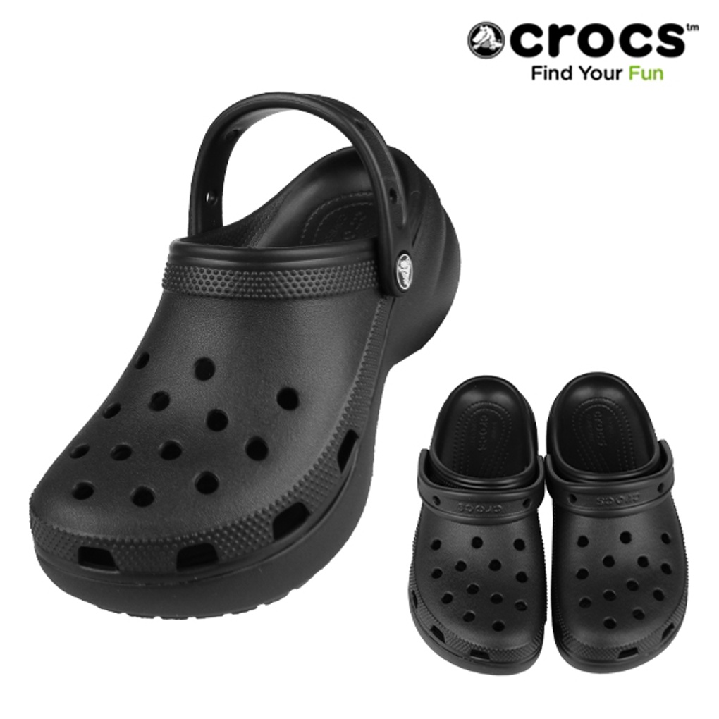 크록스 클래식 플랫폼 클로그 우먼 206750-001 블랙- 이랜드몰