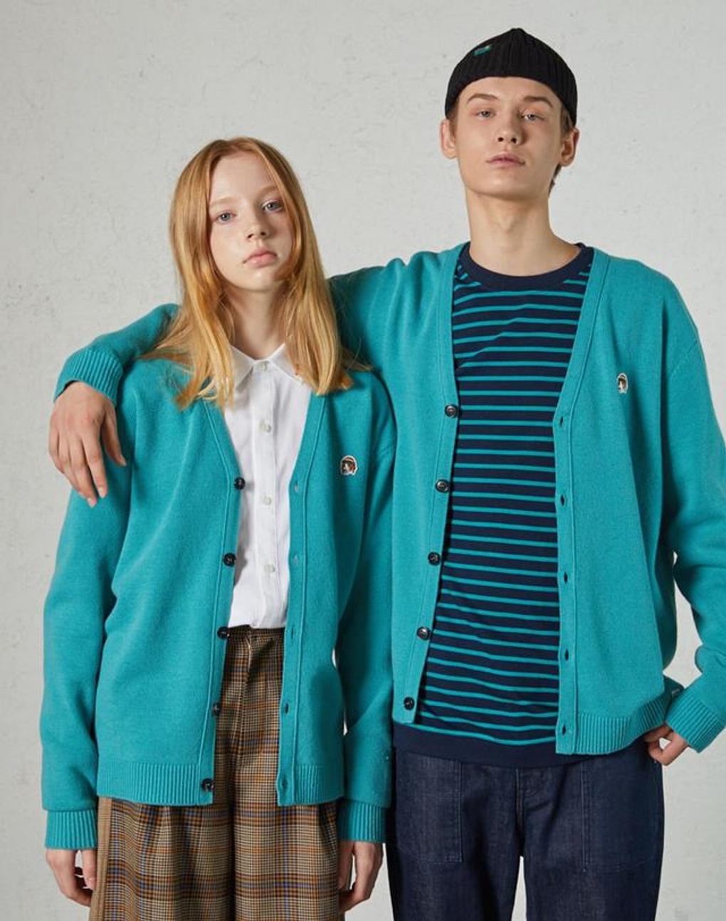 [20FW 헤지스 남성]터콰이즈 블루 스몰로고 베이직 가디건_PPSW0F102T1- 이랜드몰