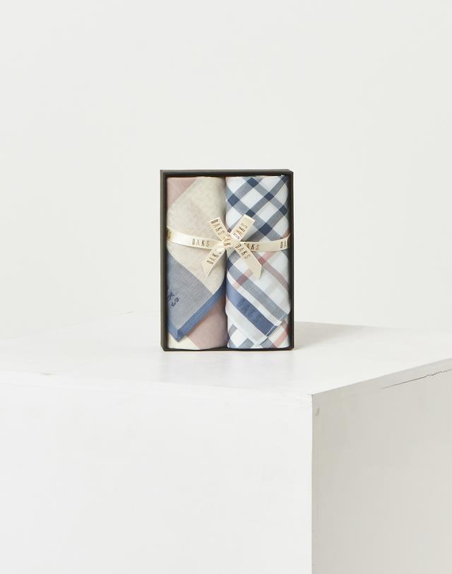 [21FW 닥스 ACC 여성]DAKS GIFT 블루 체크 면 손수건2종세트_DCHA1F015B1- 이랜드몰