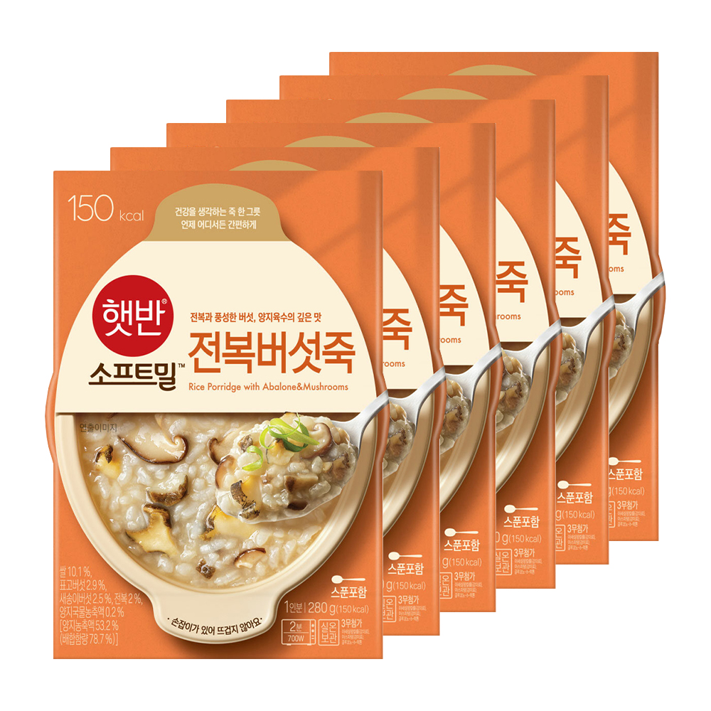 [CJ제일제당] 햇반 소프트밀 전복버섯죽 280g x 6개- 이랜드몰