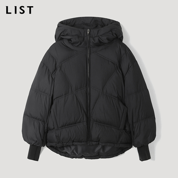 [21FW] 오버핏 후드 덕다운 점퍼_TSDJPL82060_BK- 이랜드몰