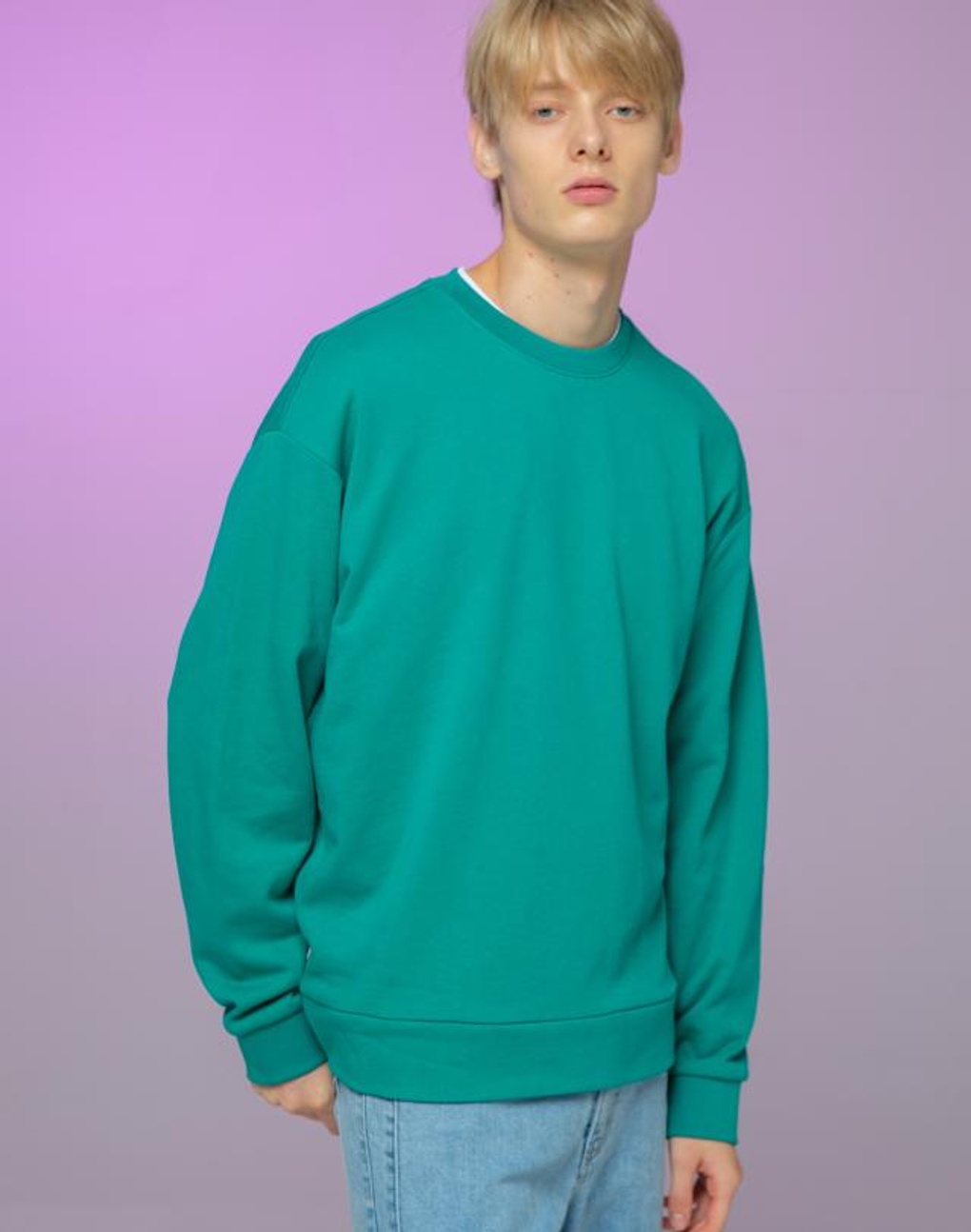 [20FW TNGT 남성]그린 세미오버핏 우븐 레이어드 스웨트셔츠_TGTS0D202E2- 이랜드몰