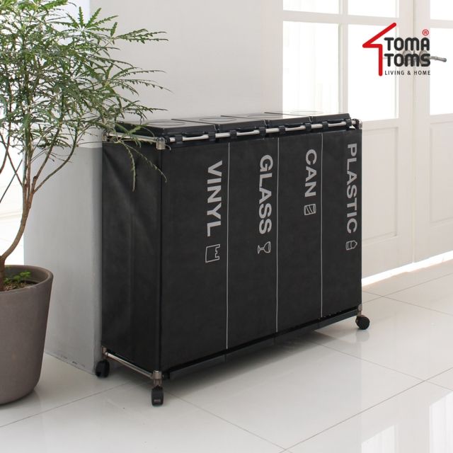 [1300k] 토마톰스 하이드 이동식 커버분리수거함 4P- 이랜드몰