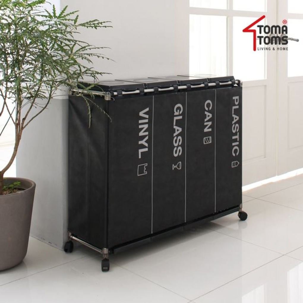 [1300k] 토마톰스 하이드 이동식 커버분리수거함 4P- 이랜드몰