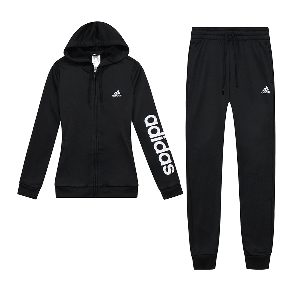 아디다스 에센셜 로고 트랙수트 블랙 여자 프렌치테리 스포츠 트레이닝복세트 짐웨어 GM5575- 이랜드몰