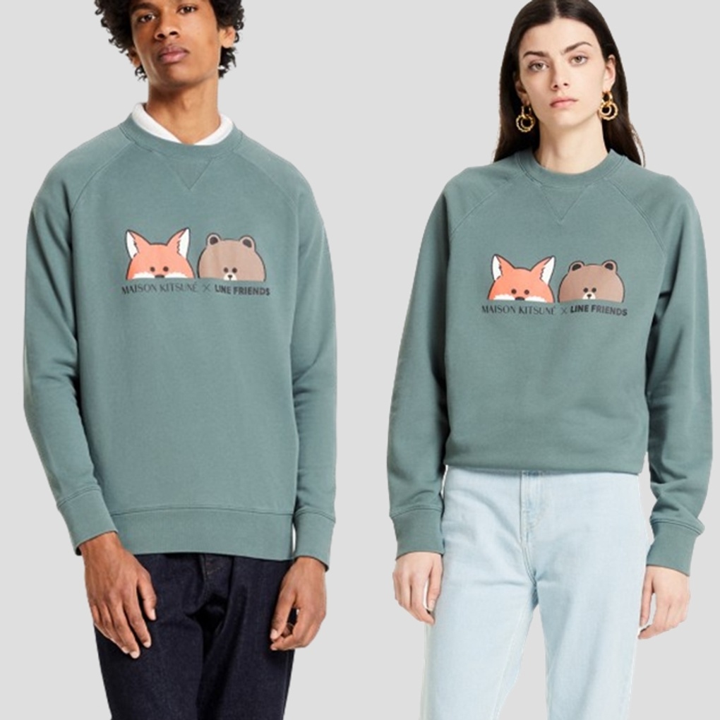 메종키츠네 라인프렌즈 페이스 맨투맨 SPLNU00302 BLGN- 이랜드몰