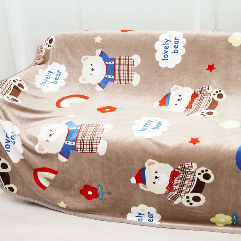 [1300k] 러블리베어 양면 극세사 쇼파 무릎 이불 담요 블랭킷 100x140- 이랜드몰