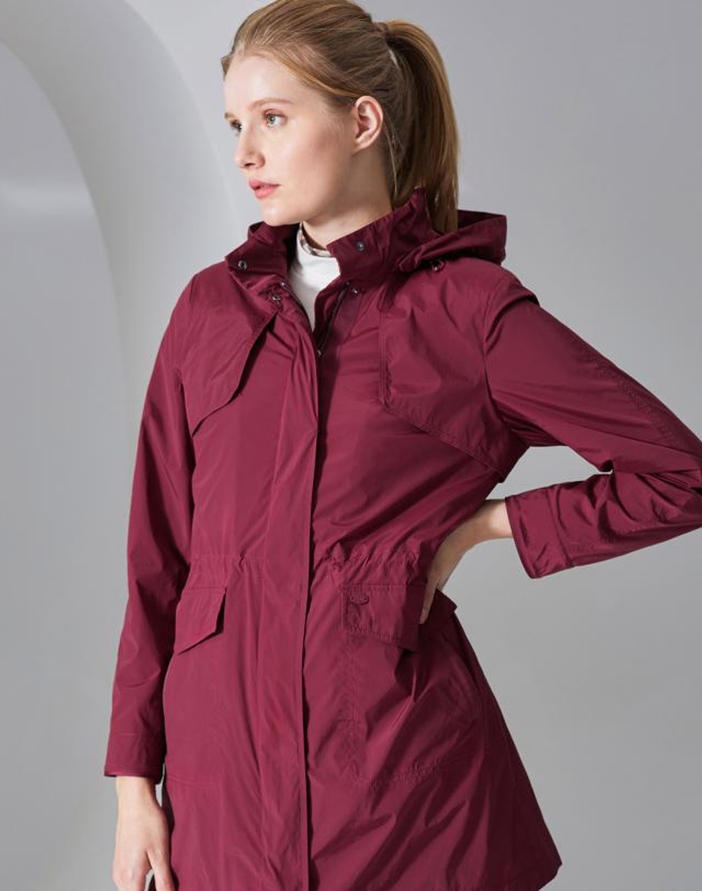 [20FW 닥스 골프 여성]와인 탈착후드 야상형점퍼_DNJU0D712D2- 이랜드몰