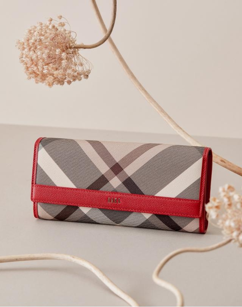 [21FW 닥스 ACC 여성]DAKS GIFT 레드 타탄 헤리티지 체크 3단 장지갑_DCWA1F931R2- 이랜드몰