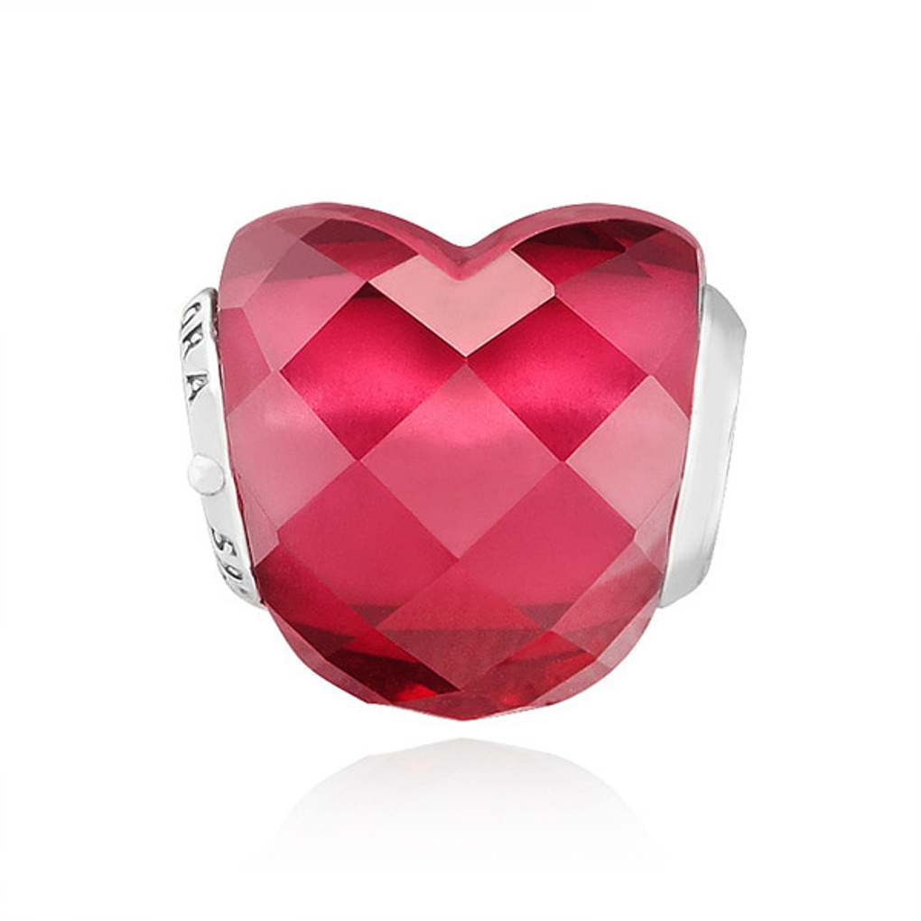판도라 PANDORA 796563NFR 푸시아 셰이프 오브 러브 하트 크리스탈 레드 실버 참- 이랜드몰