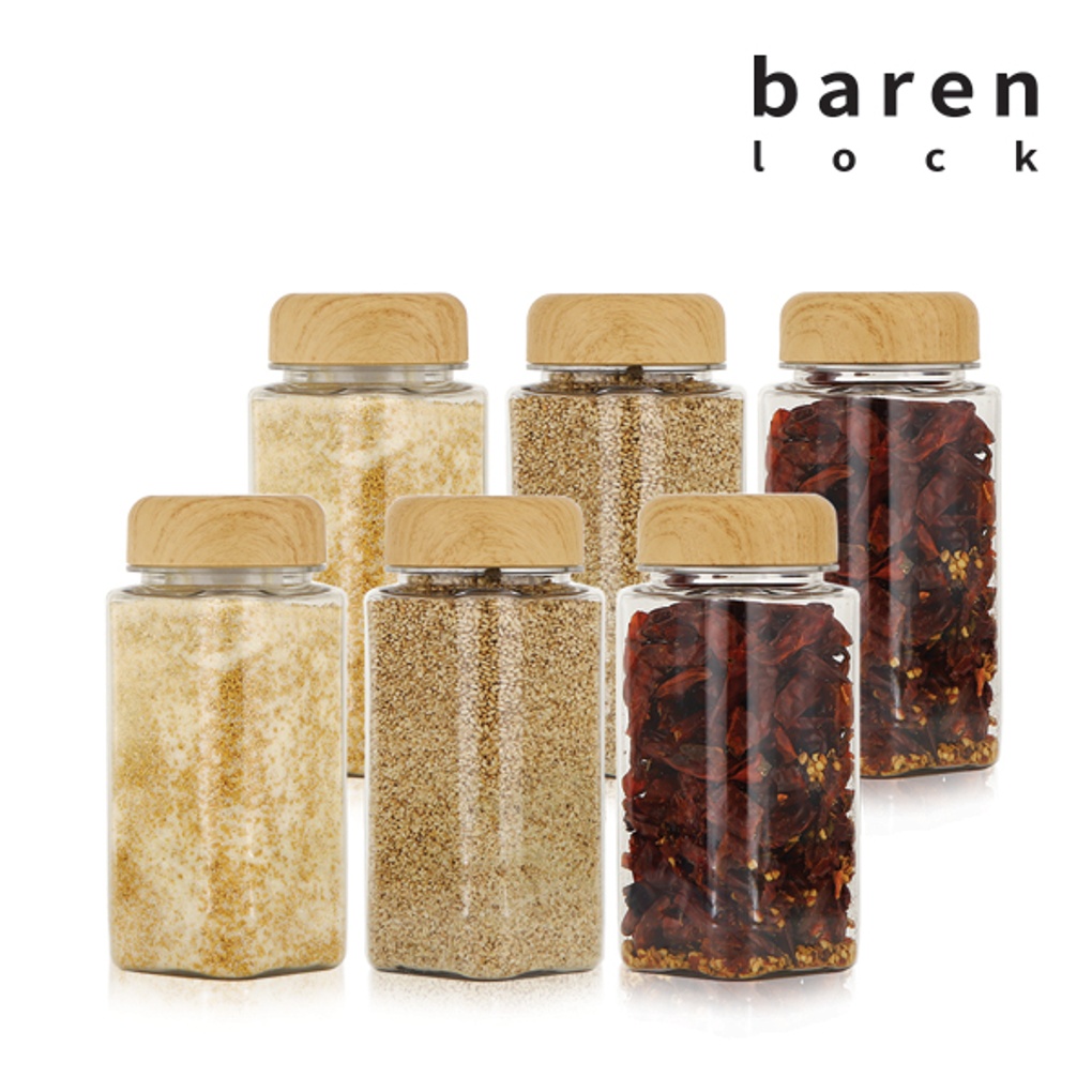 바른락 사각 PET 양념통 400ml 6P (우드 체리)- 이랜드몰