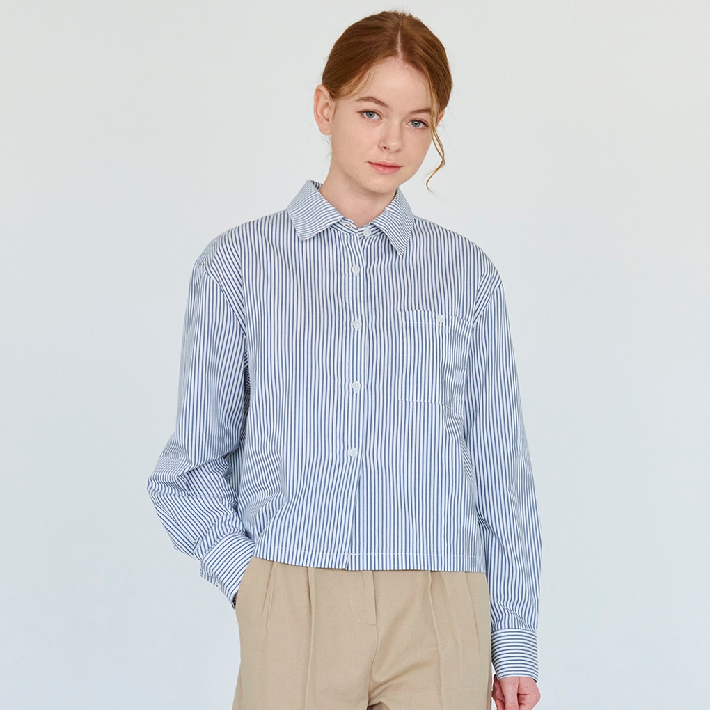 세미 크롭 스트라이프 셔츠(MCG1-SH01)- 이랜드몰