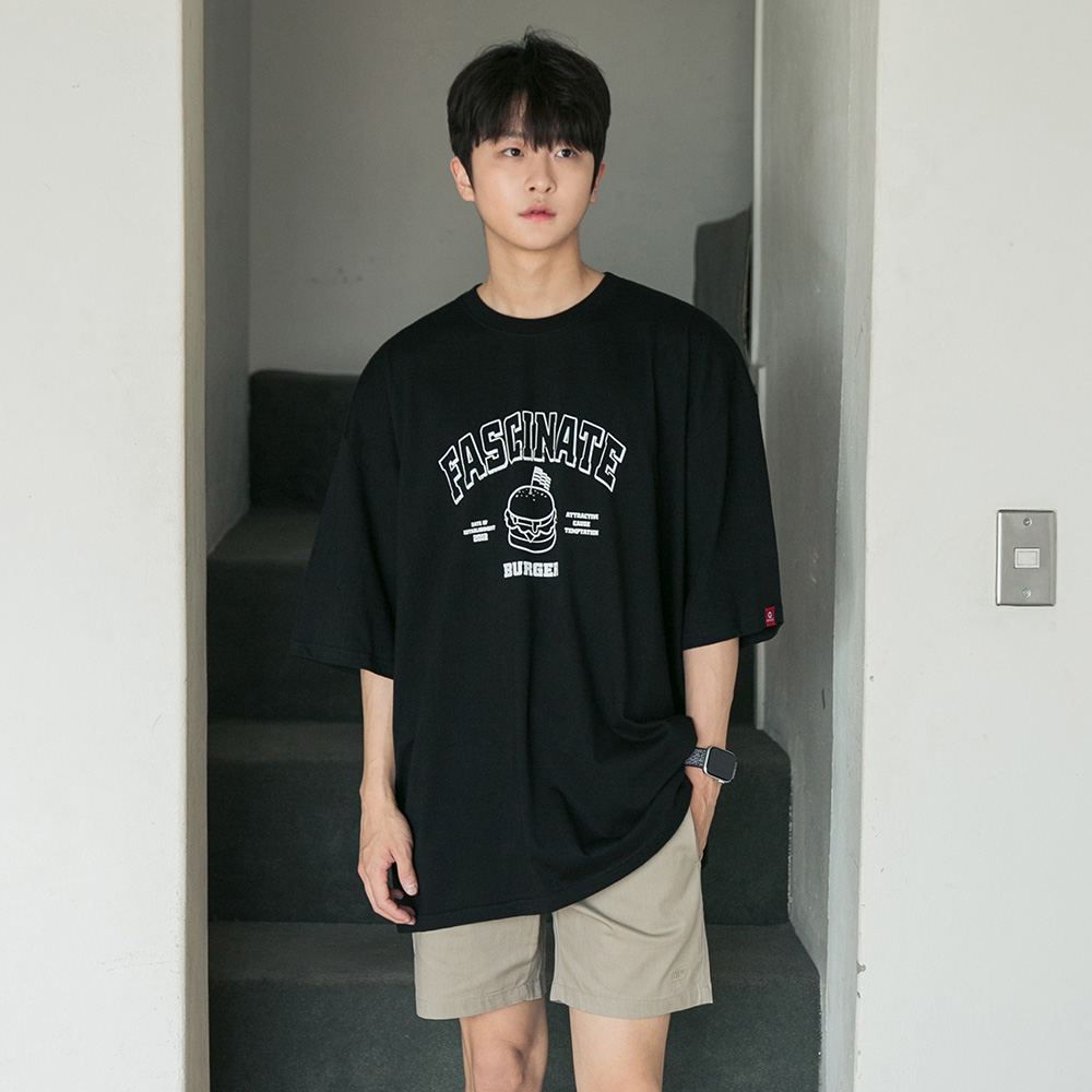 [alvinclo_enormous] XL~4XL 빅사이즈 햄버거 오버핏 반팔티 BE54352 (3 COLOR)- 이랜드몰