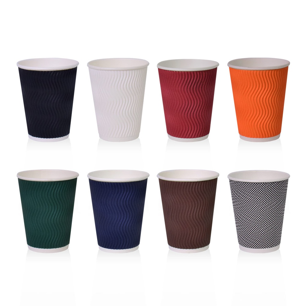 [소분] 3중 단열 종이컵 웨이브 칼라컵 시리즈 13oz 50개- 이랜드몰