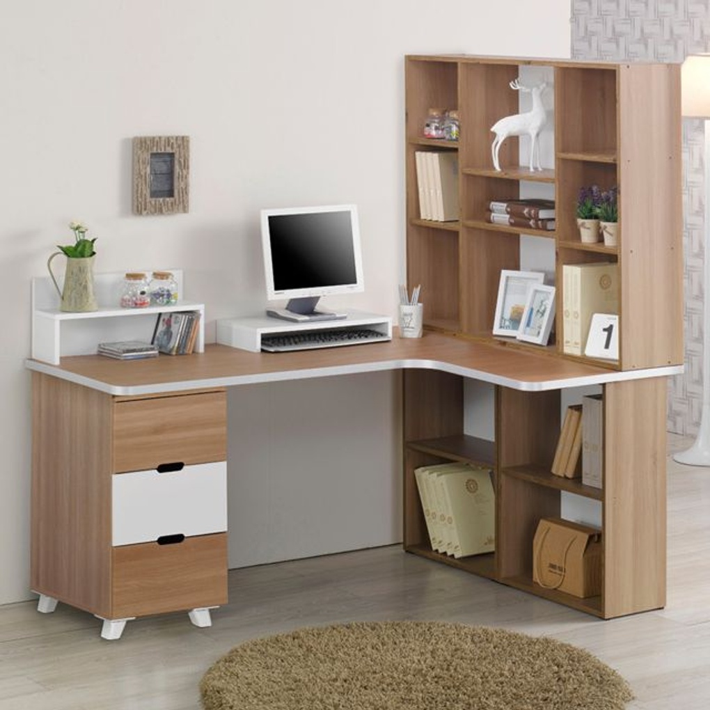 [1300k] [착불] 뉴모던책상책장세트BB L자형 컴퓨터책상 책꽂이- 이랜드몰