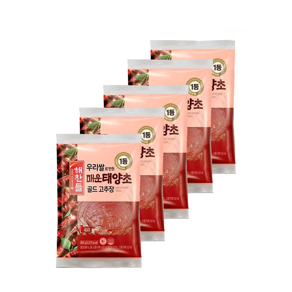 [CJ제일제당] 해찬들 우리쌀로만든 매운태양초골드고추장 900g(봉) x 5개- 이랜드몰